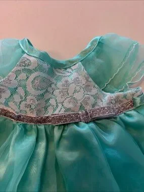 newberry | Dresses | Formal Aqua Tulle Lace Dress With Silver Sparkle ...